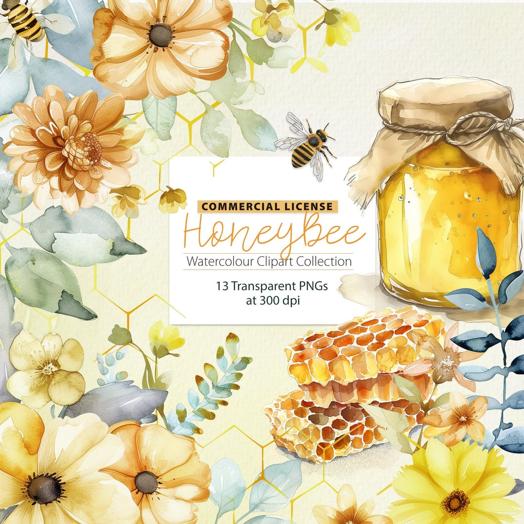 Honey Bee Clipart | Beehive Clipart | Bee Png | Nursery Art | Honey Jar ...