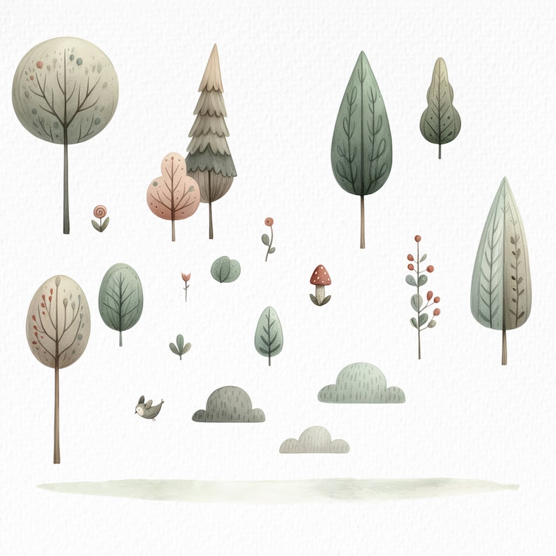 Woodland Animals Watercolor Clipart, Forest Animals Clip Art, Nursery ...