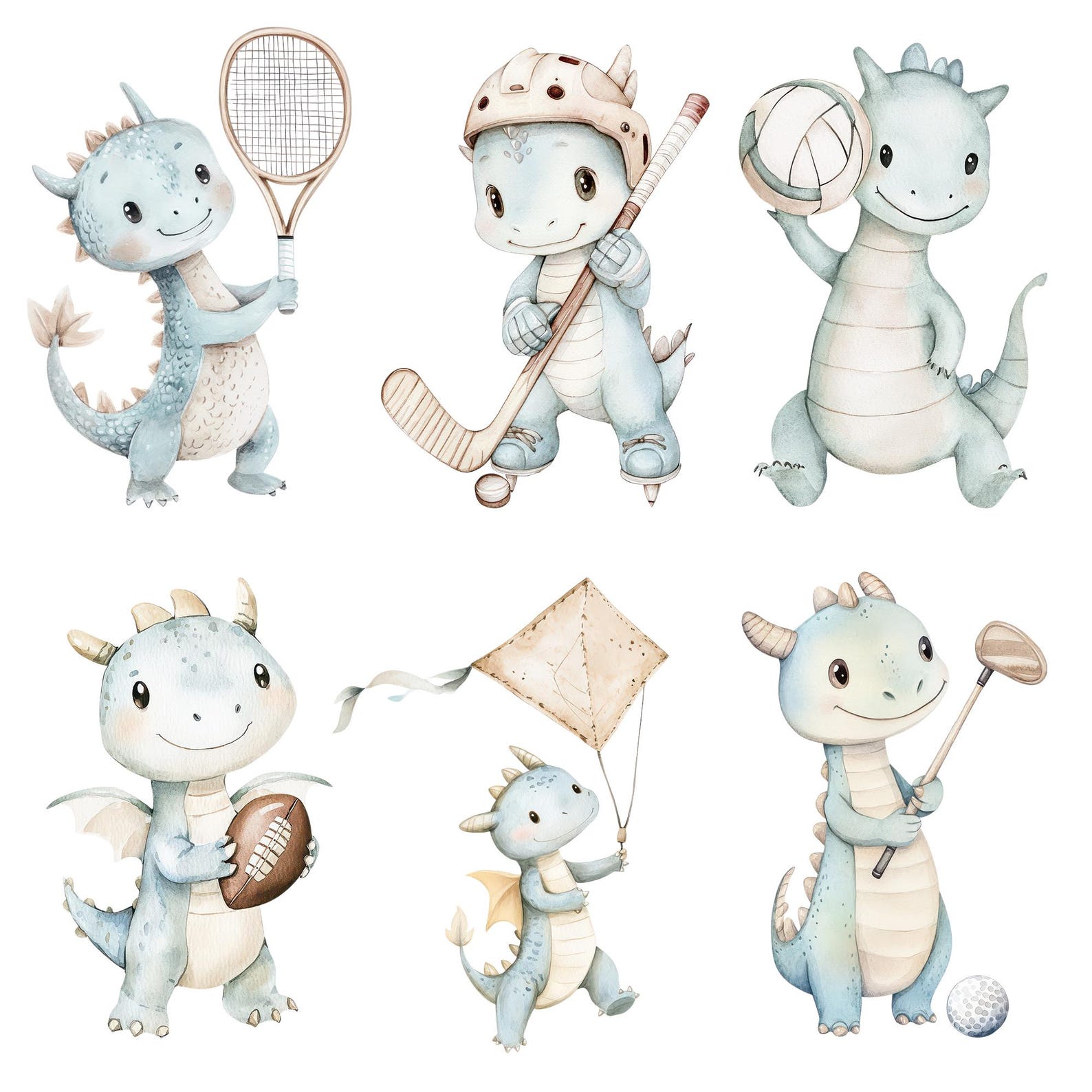 Cute Watercolor Dragon Clipart, Transparent Dragon, Dragon Books ...