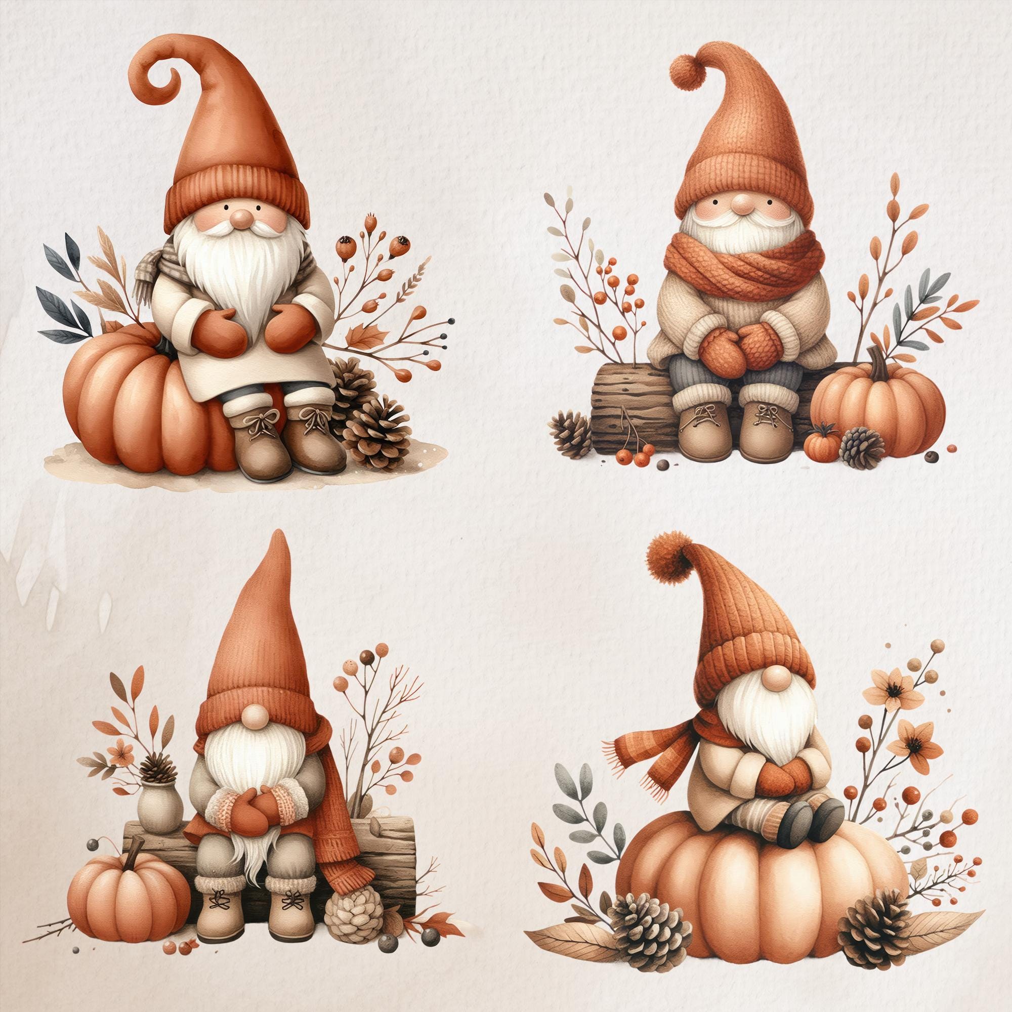 Watercolor Fall Gnomes Clipart, Cozy Autumn PNG (digital Download) - Etsy
