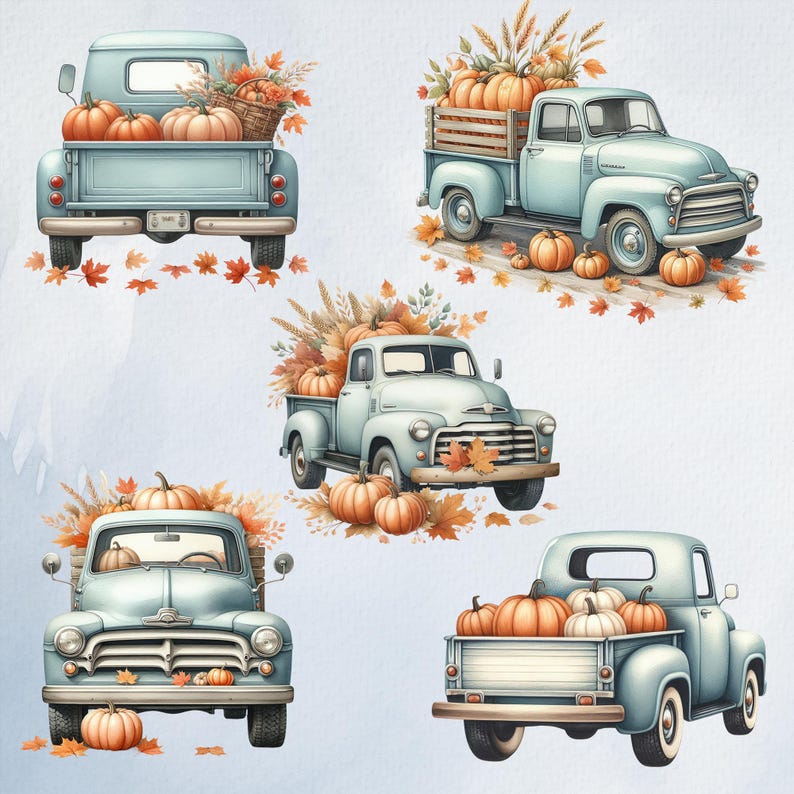 Fall Truck Clipart, Welcome Autumn, Vintage Truck, Autumn Clipart, Fall ...