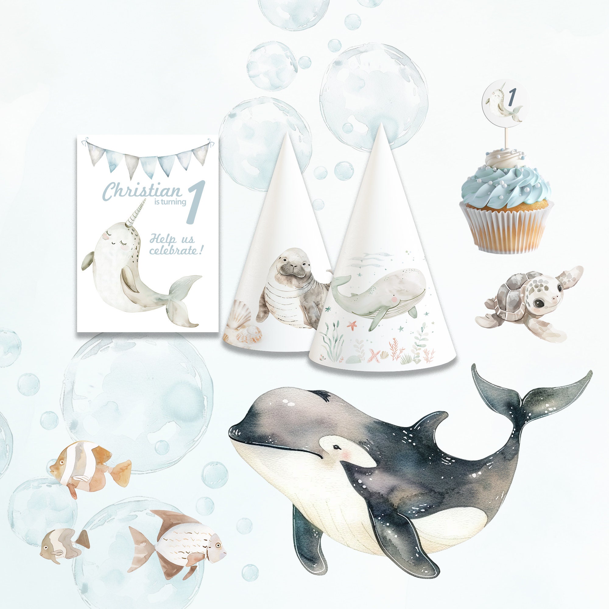 Watercolor Sea Animals Clipart, Nursery Decor (digital Download) - Etsy