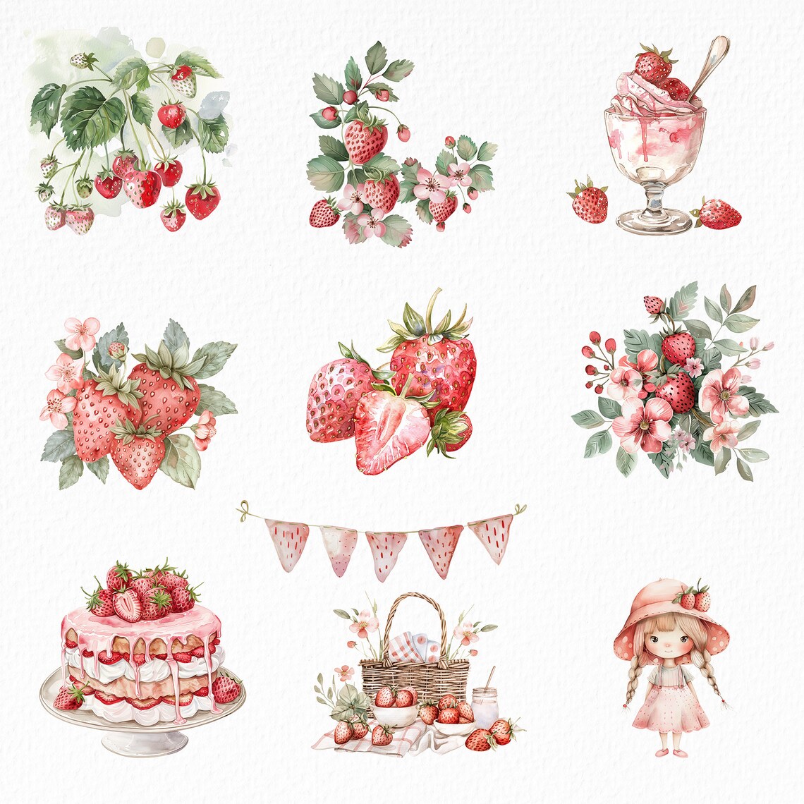 Strawberry Watercolor Clipart, Strawberry Png, Strawberry Pattern ...