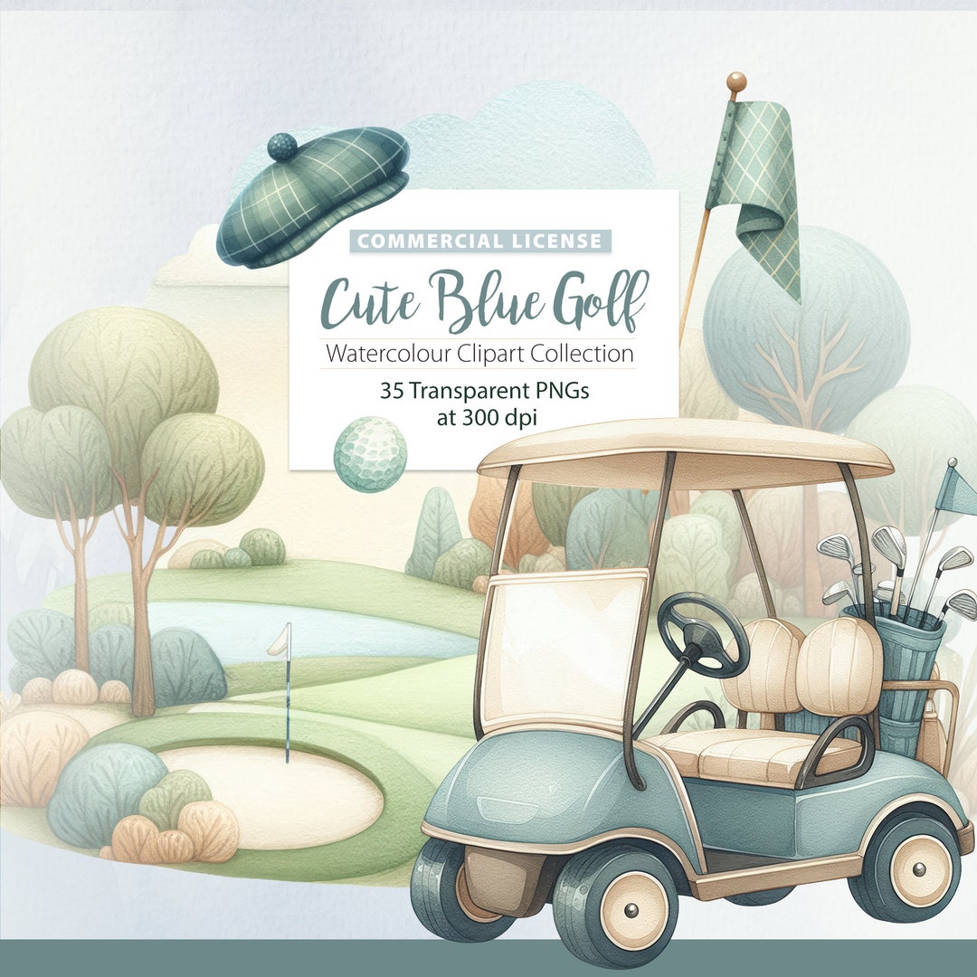 Cute Golf Clipart | Watercolor Golf Clipart | Golfing Equipment | Cute ...