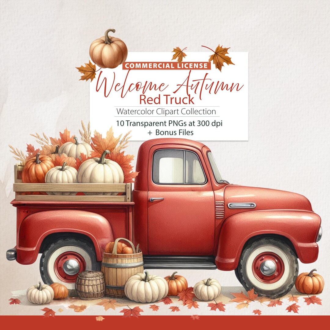 Fall Truck Clipart, Welcome Autumn, Vintage Truck, Autumn Clipart, Fall ...