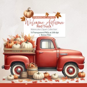 Fall Truck Clipart, Welcome Autumn, Vintage Truck, Autumn Clipart, Fall ...