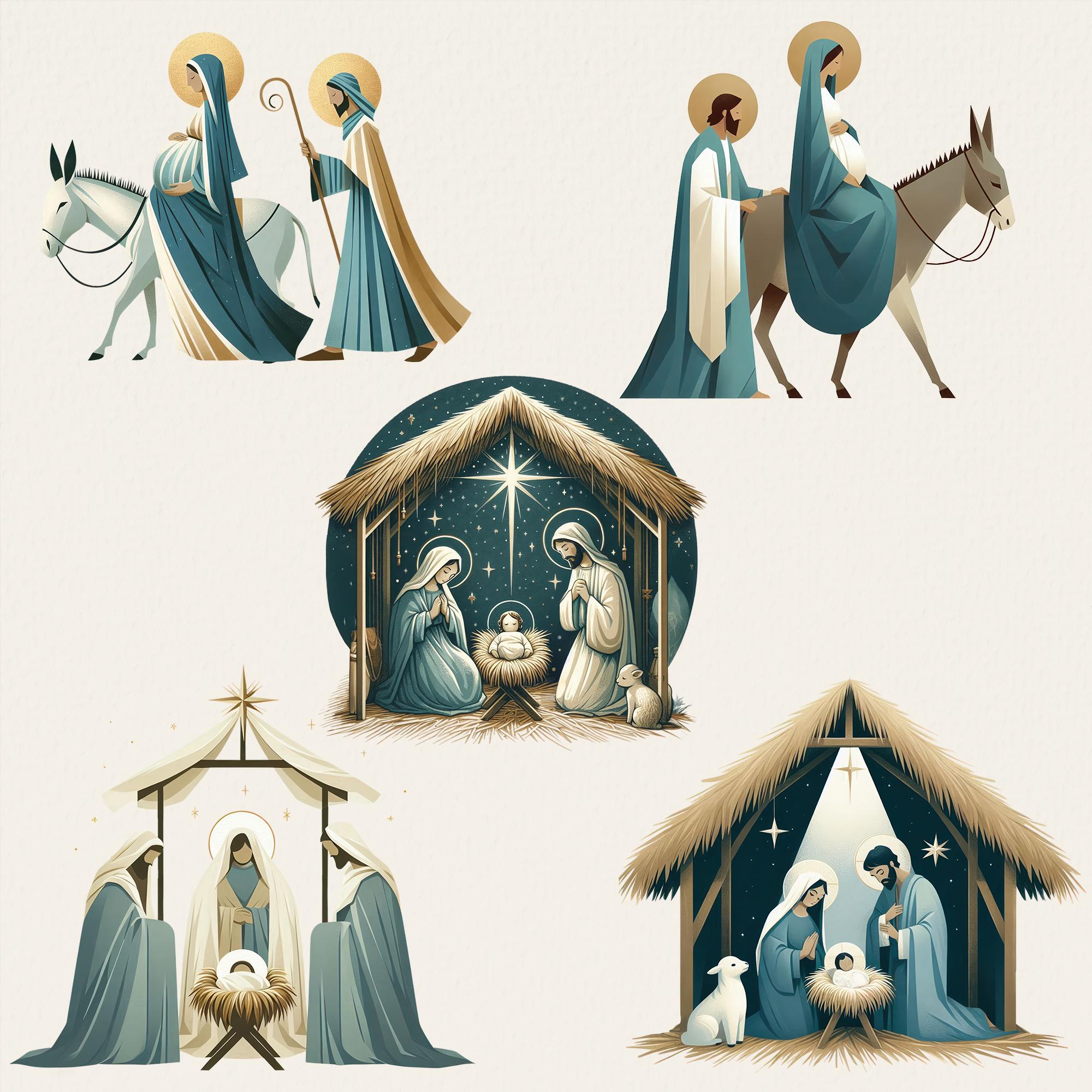 Watercolor Nativity, Christianity Clipart, Nativity Png Bundle ...