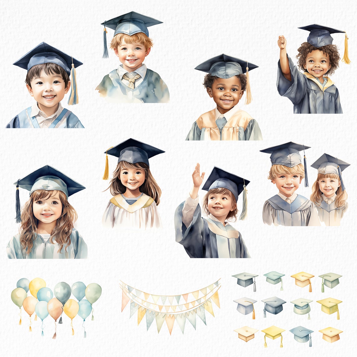 Baby Graduate, Preschool Graduation, Graduation Clipart, Girl, Boy ...