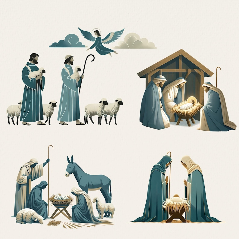 Watercolor Nativity, Christianity Clipart, Nativity Png Bundle ...