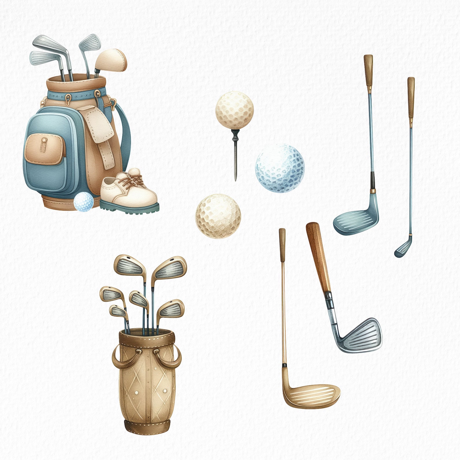 Cute Golf Clipart Watercolor Golf Clipart Golfing Equipment Cute ...