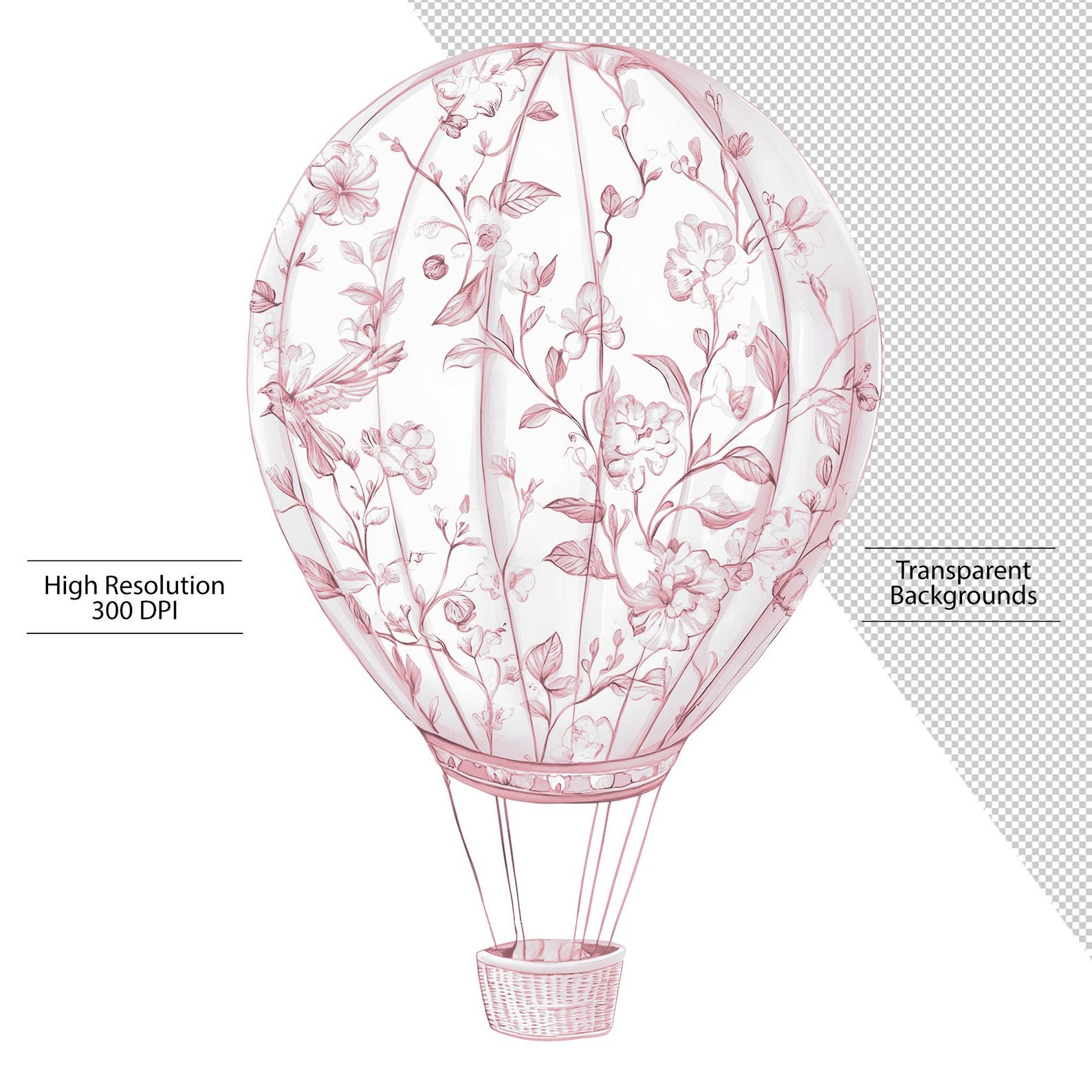 Safari Animal Clipart Pink Toile, Toile Nursery, Chinoiserie, French ...