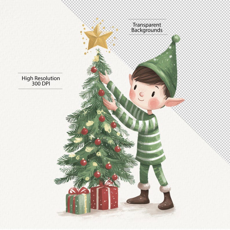 Christmas Elf Boys Clipart, Festive Elf Clipart, Holiday Elf Clipart ...