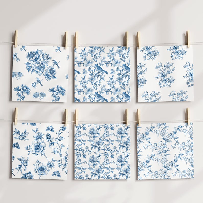 Blue Toile Seamless Pattern, Blue Toile Background, Blue Chinoiserie ...