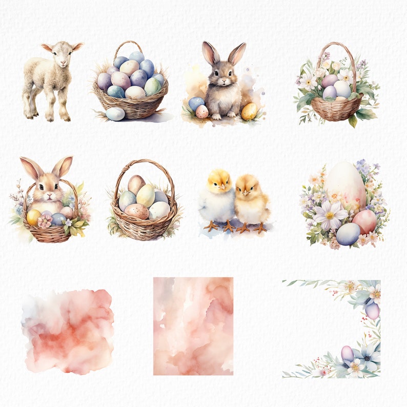 Vintage Mauve Easter Watercolour Clipart Collection - Etsy