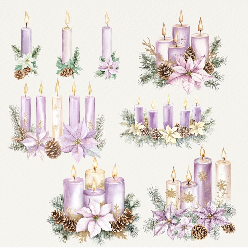 Advent Candles Clipart, Advent Clipart, Catholic Advent, Tradition ...