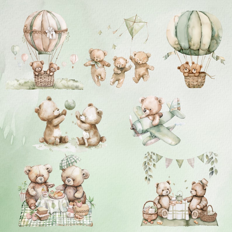 Watercolor Teddybear, Cute Teddy Clipart, Teddy Bears Picnic ...