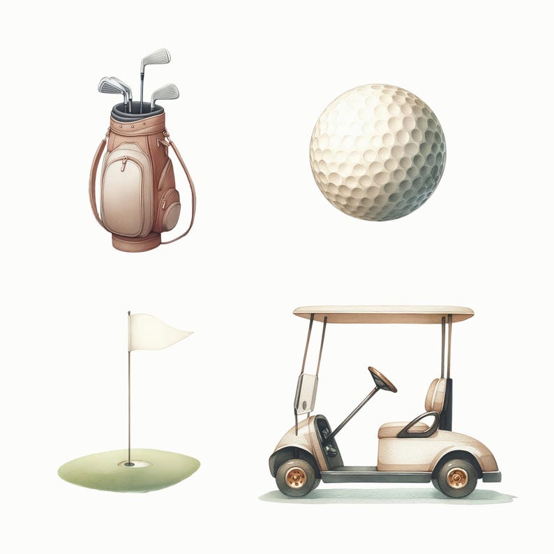 Golf Course Watercolor Clipart, Golf Clipart, Golf Png, Golfing Clipart ...