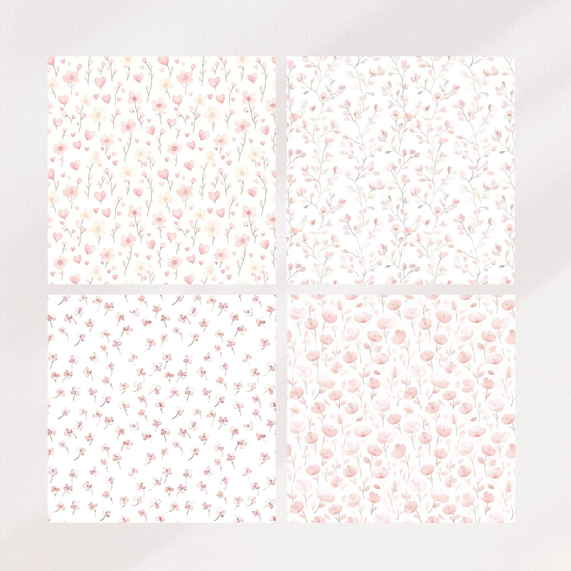 It's a Girl Patterns, Baby Girl Digital Paper, Floral Paper, Backdrop ...