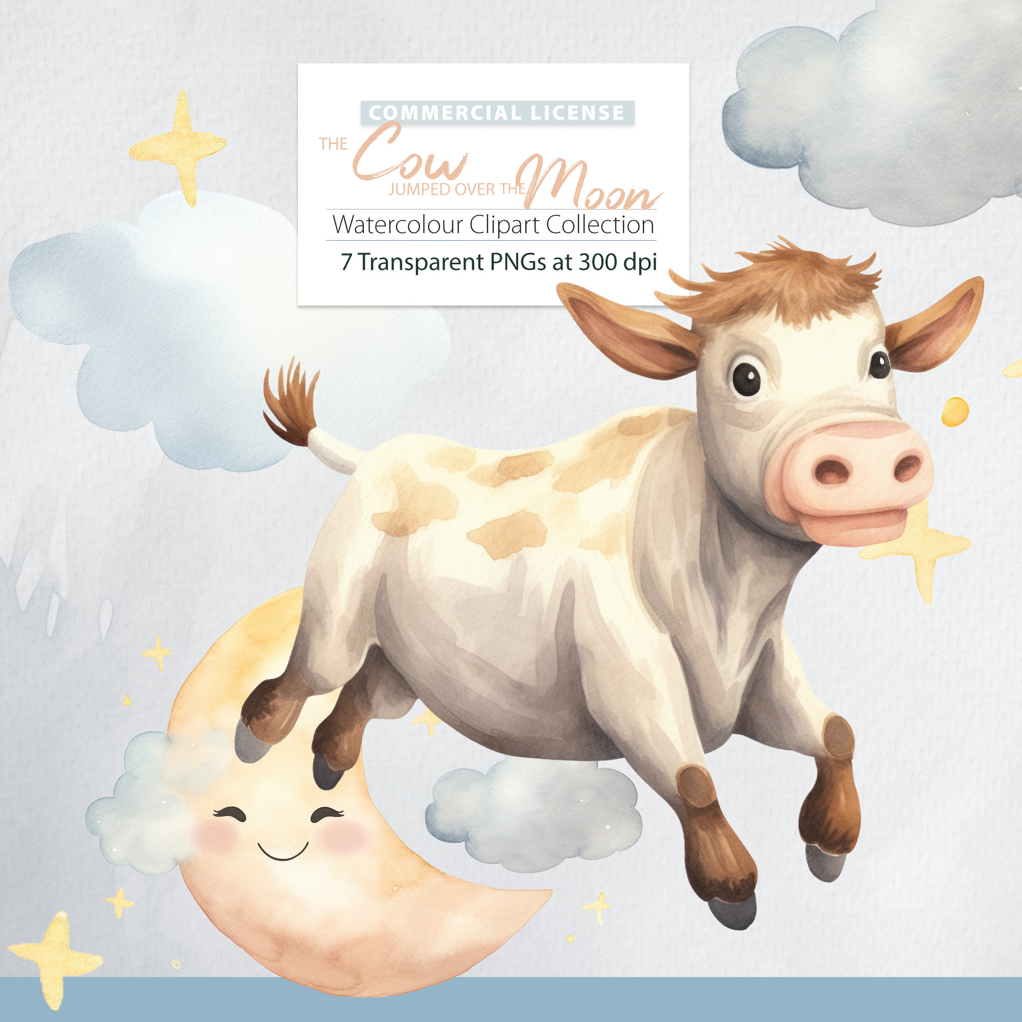 Cow Jumped Over Moon, Fairytale, Nursery Rhymes Png, Rhyme Clipart ...