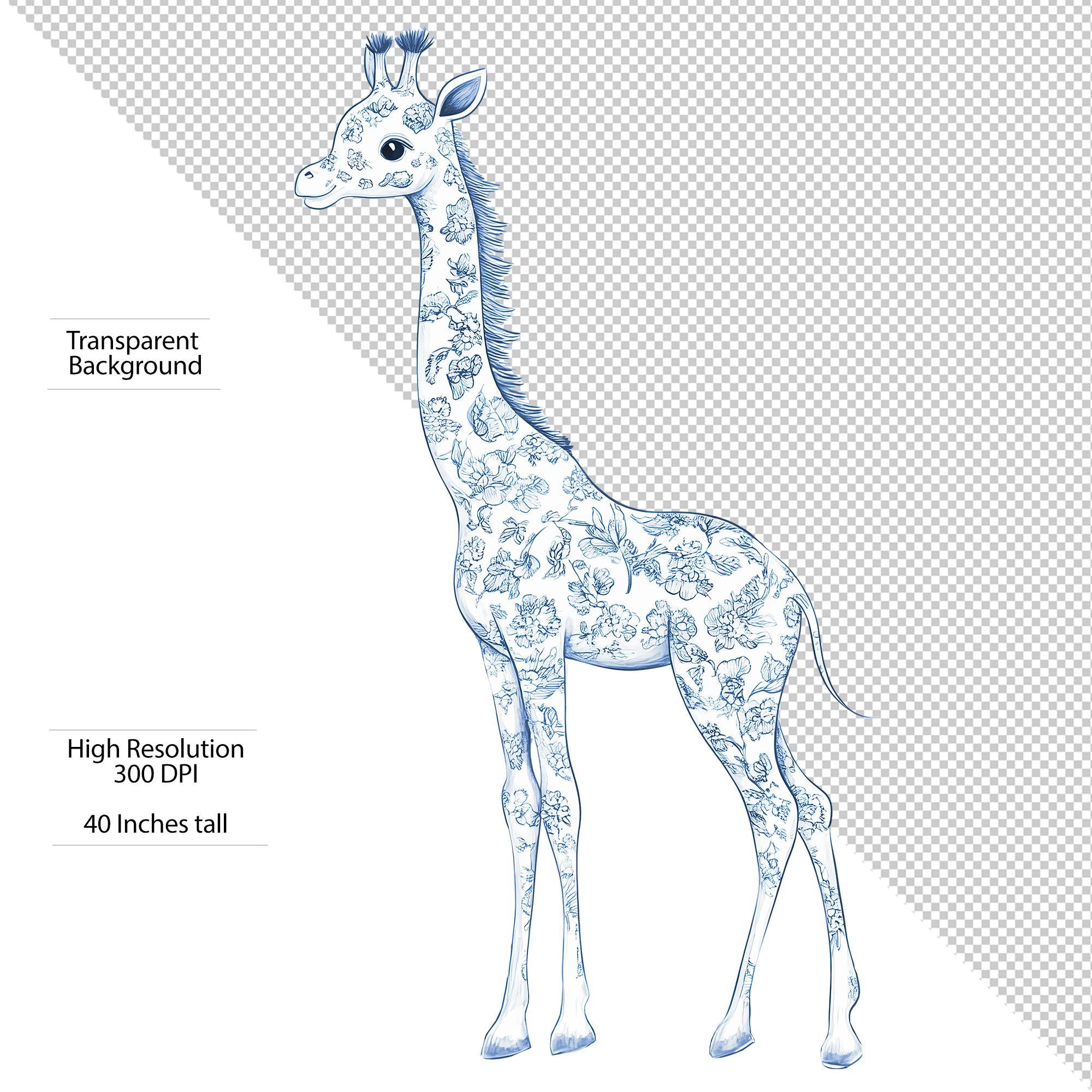 EXTRA OVERSIZED 70 Inch, Toile Giraffe, Blue Toile Clipart, Chinoiserie ...