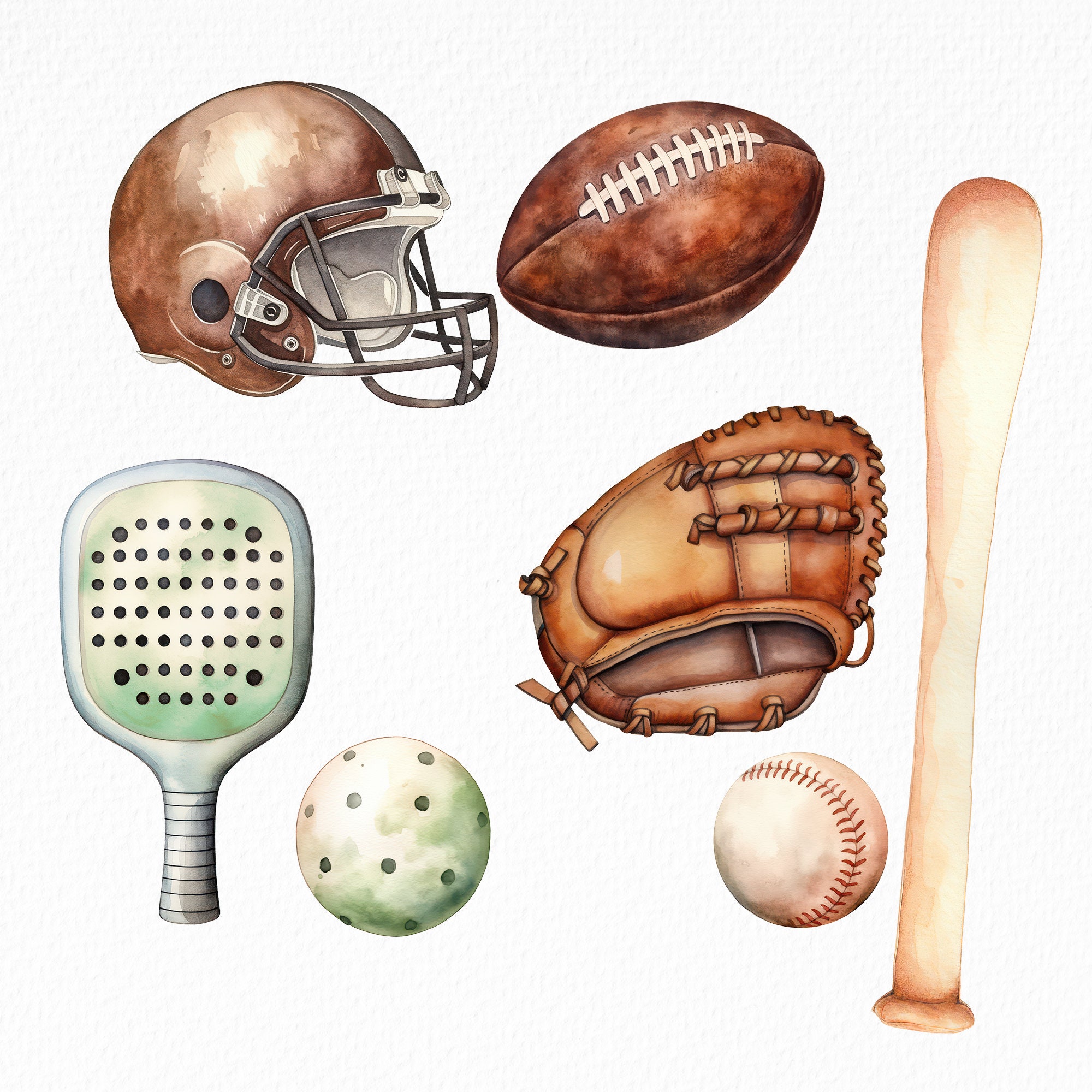 Watercolor Sports Clipart, Baseball, Volleyball, Golf, Cute Sport Png ...