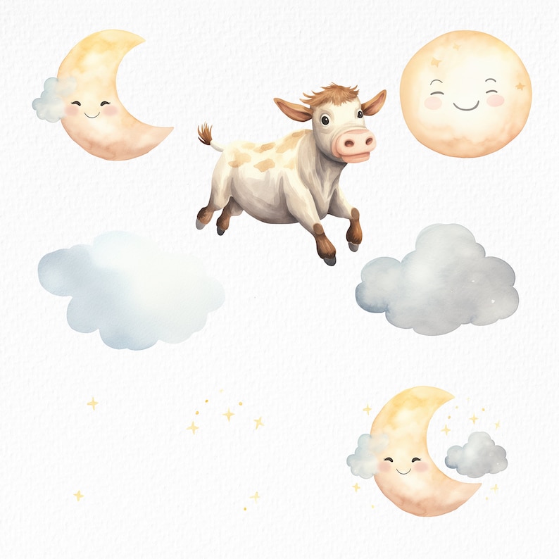 Cow Jumped Over Moon, Fairytale, Nursery Rhymes Png, Rhyme Clipart ...