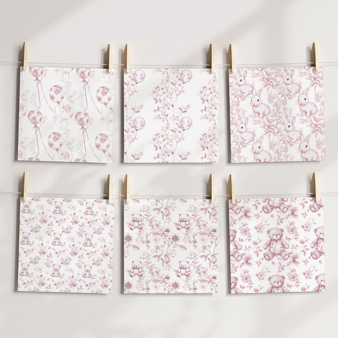 Pink Toile Seamless Pattern, Pink Toile Background, Pink Chinoiserie ...