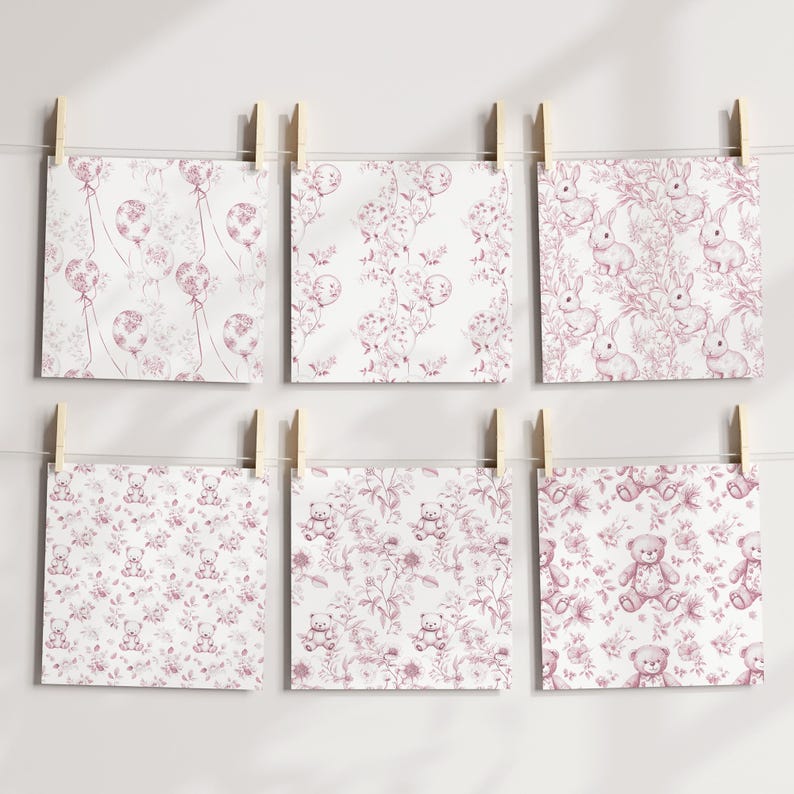 Pink Toile Seamless Pattern, Pink Toile Background, Pink Chinoiserie ...