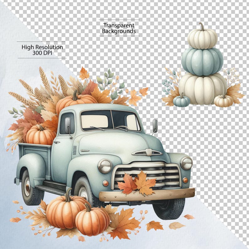 Fall Truck Clipart, Welcome Autumn, Vintage Truck, Autumn Clipart, Fall ...