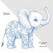 EXTRA OVERSIZED 70 Inch, Toile Elephant, Blue Toile Clipart ...