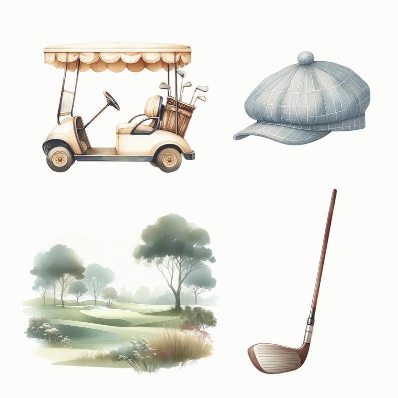 Golf Course Watercolor Clipart, Golf Clipart, Golf Png, Golfing Clipart ...