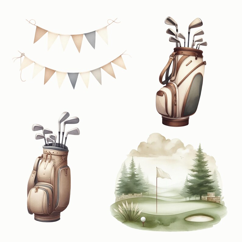 Golf Course Watercolor Clipart, Golf Clipart, Golf Png, Golfing Clipart ...