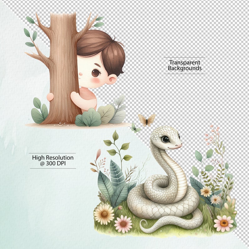 Adam and Eve | Bible Story Clipart | Garden of Eden | Biblical Clip Art ...