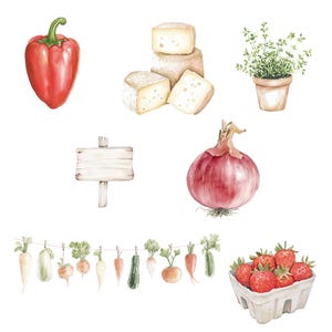 Watercolor Farmers Market Clipart, Market Stands, Baby Shower ...
