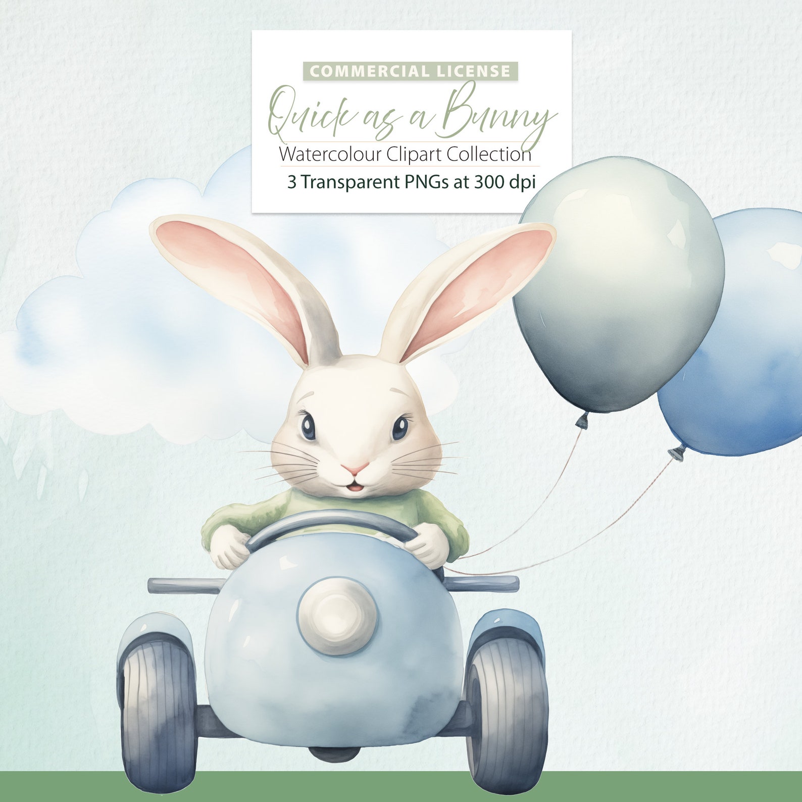 Race Car Bunny Clipart, Vintage Racecar, Watercolor Racecar, Vintage ...