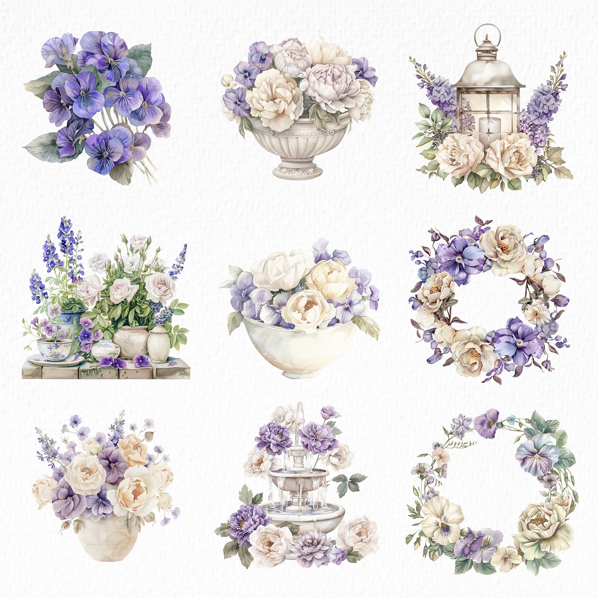 Regency Era Wedding Watercolor Clipart, Bridgerton Style, Floral ...