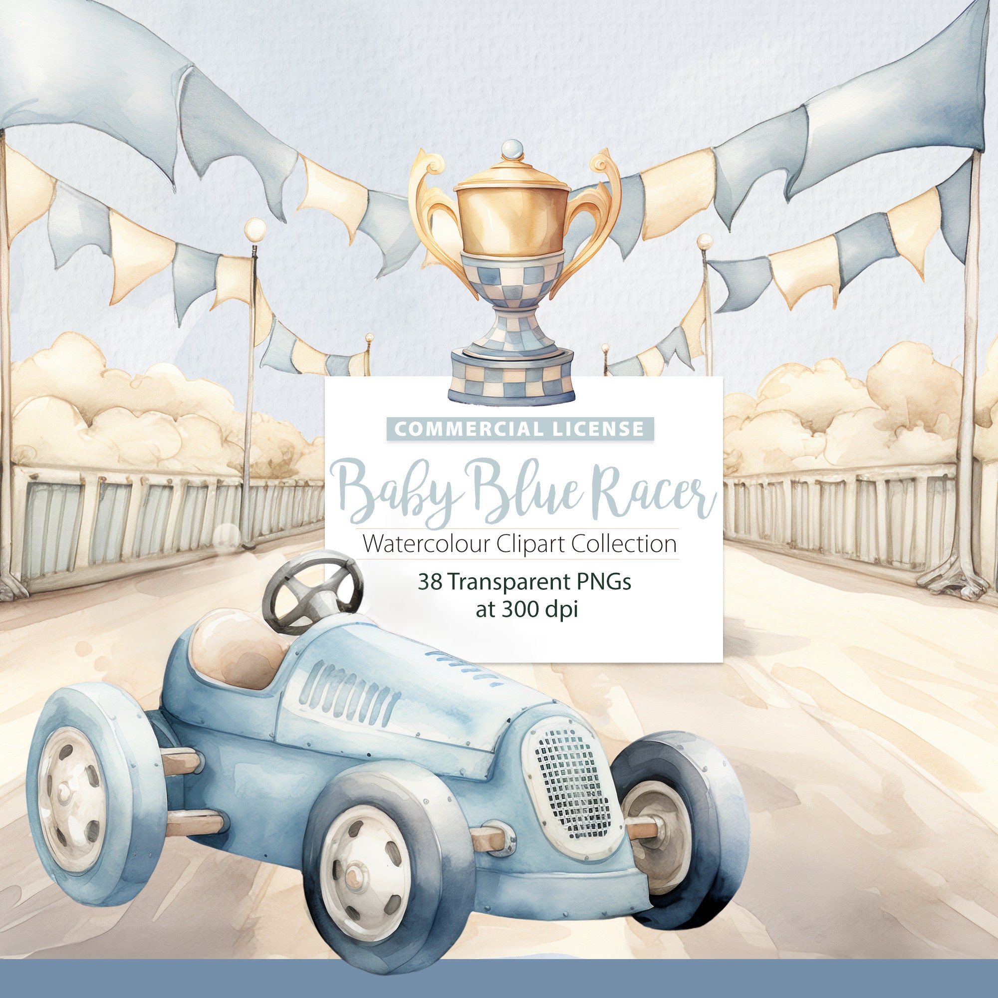 Race Car Clipart, Vintage Racecar, Watercolor Racecar, Vintage Cute ...