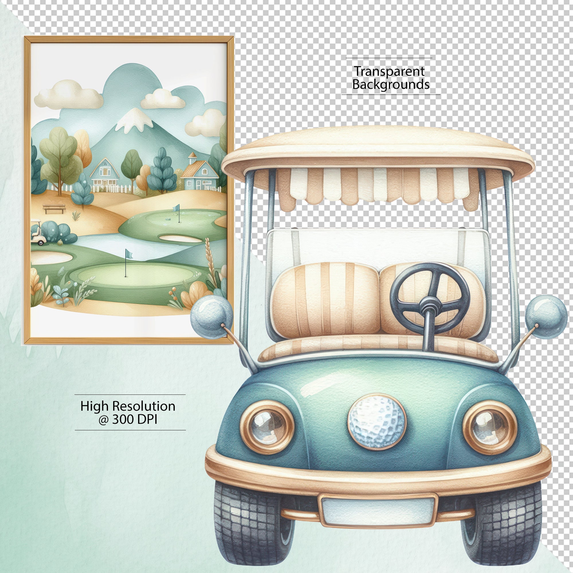 Cute Golf Clipart | Watercolor Golf Clipart | Golfing Equipment | Cute ...