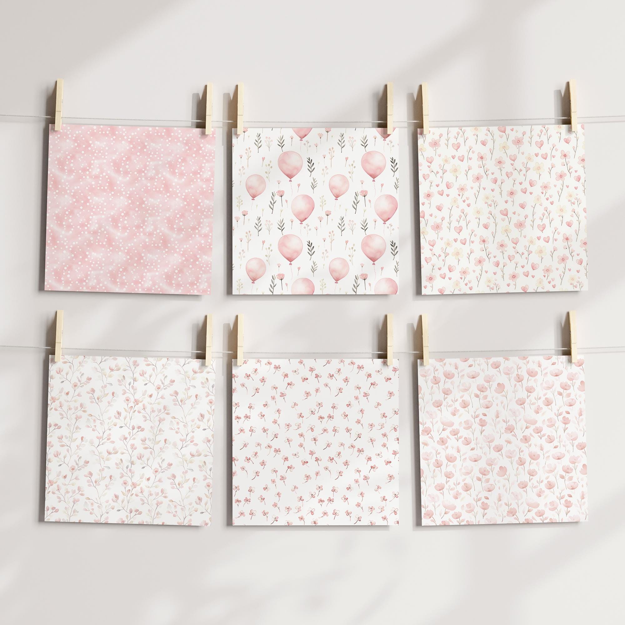 It's a Girl Patterns, Baby Girl Digital Paper, Floral Paper, Backdrop ...