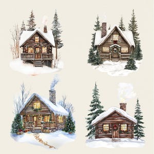 Whimsical Christmas Cottage Clipart, Christmas House, Winter House ...