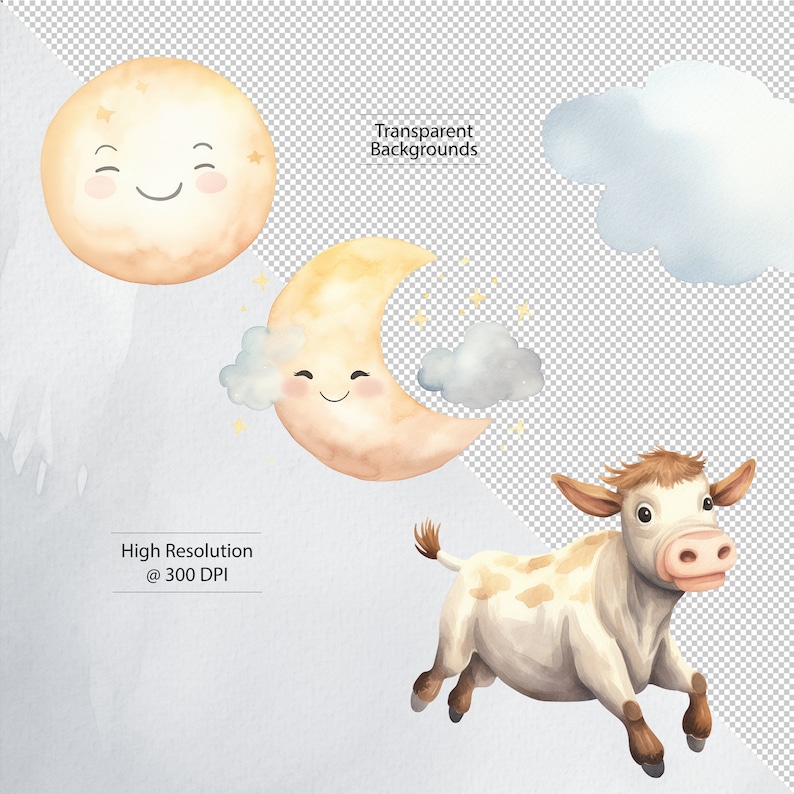 Cow Jumped Over Moon, Fairytale, Nursery Rhymes Png, Rhyme Clipart ...