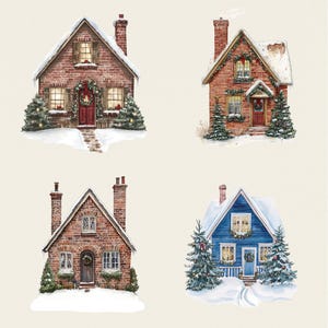 Whimsical Christmas Cottage Clipart, Christmas House, Winter House ...