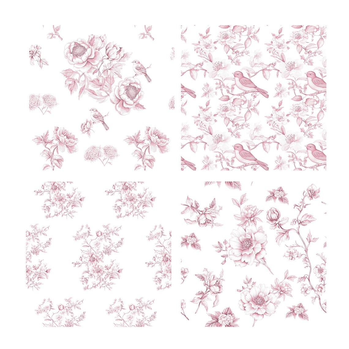Pink Toile Seamless Pattern, Pink Toile Background, Pink Chinoiserie ...