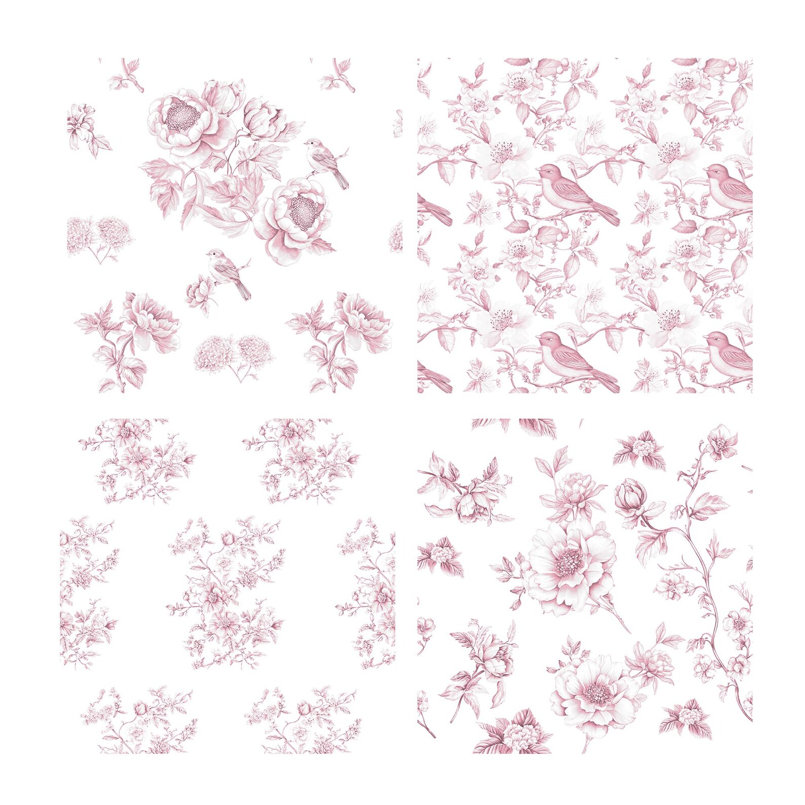 Pink Toile Seamless Pattern, Pink Toile Background, Pink Chinoiserie ...