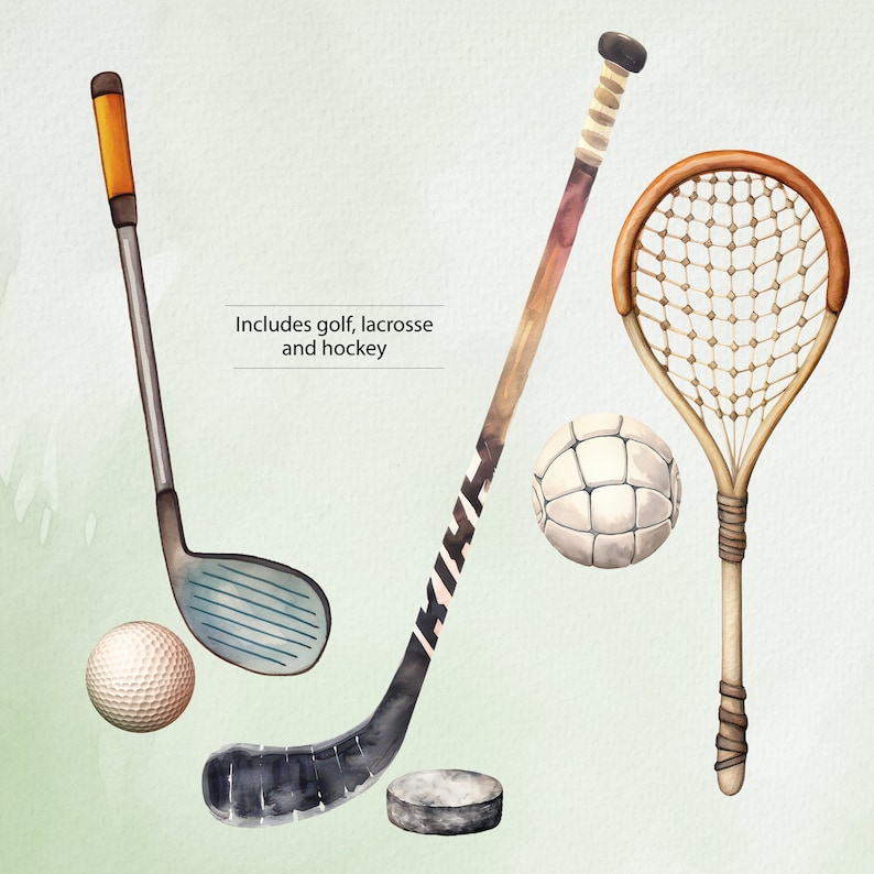 Watercolor Sports Clipart, Baseball, Volleyball, Golf, Cute Sport Png ...