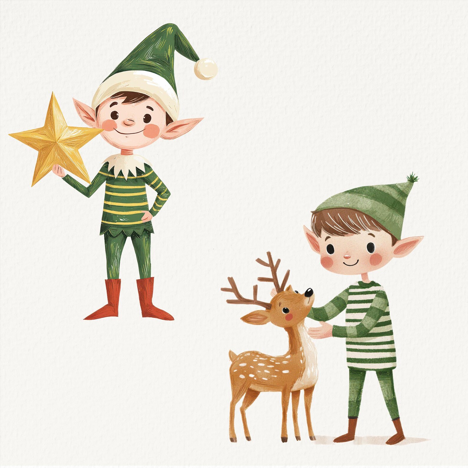 Christmas Elf Boys Clipart, Festive Elf Clipart, Holiday Elf Clipart ...