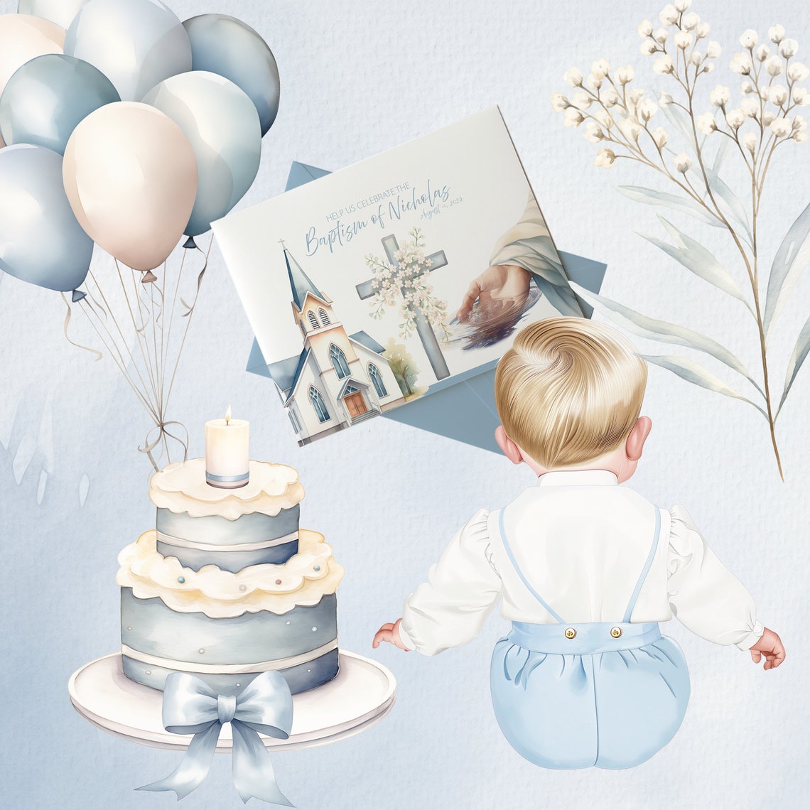 Baby Boy Baptism, Christening Graphics, Catholic Clipart, Baptism Boy ...