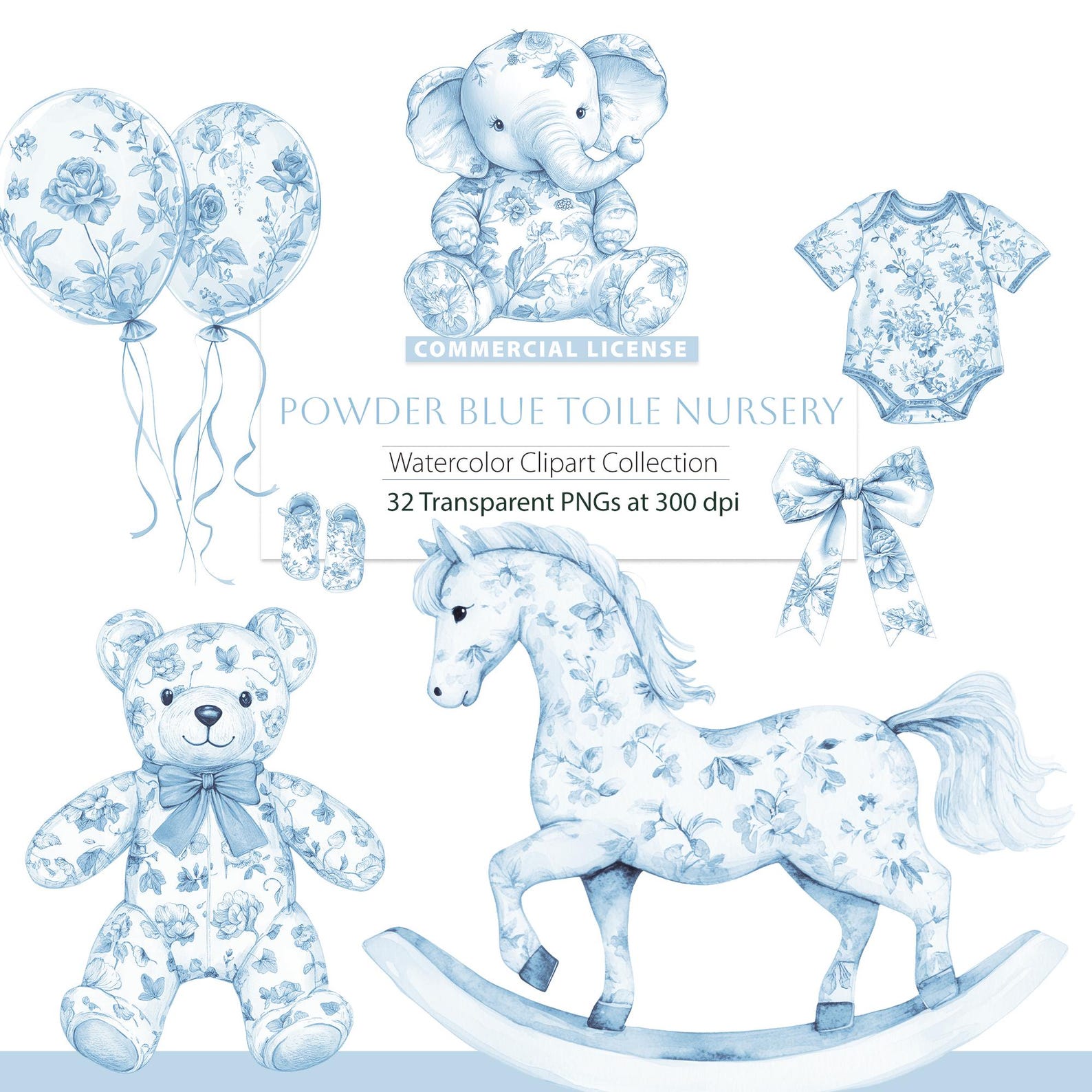 Toile Nursery Clipart, Blue Toile Clipart, Chinoiserie Png, French Toil ...