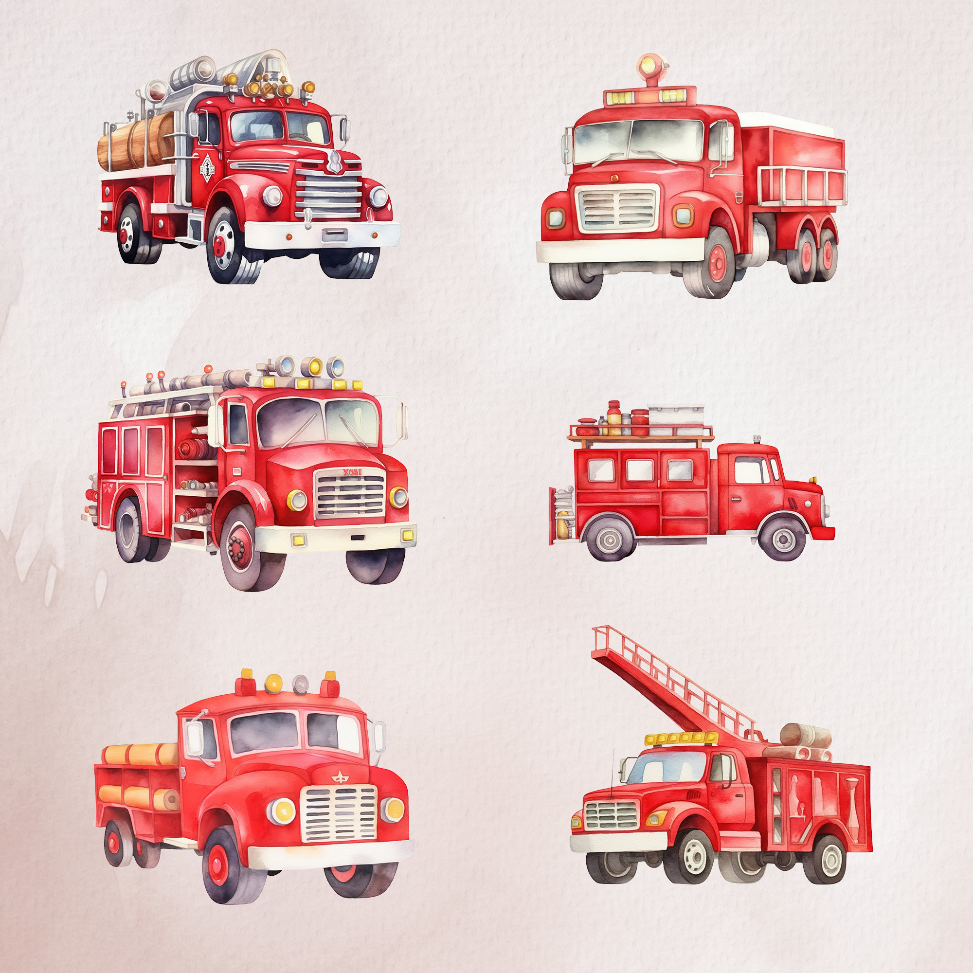 Red Firetruck Watercolor Clipart, Fire Engine PNG (digital Download) - Etsy