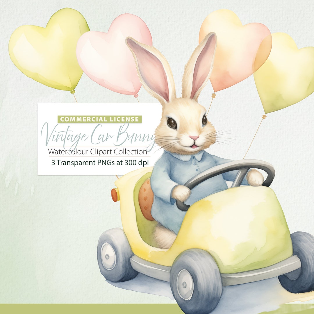 Animal Racer Clipart, Watercolor Racecar, Race Car Clipart, Vintage ...